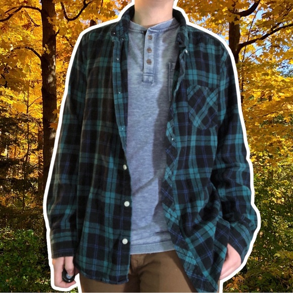 Shirts | One Day Away Green Blue And Teal Plaid Flannel Buttonup Size ...